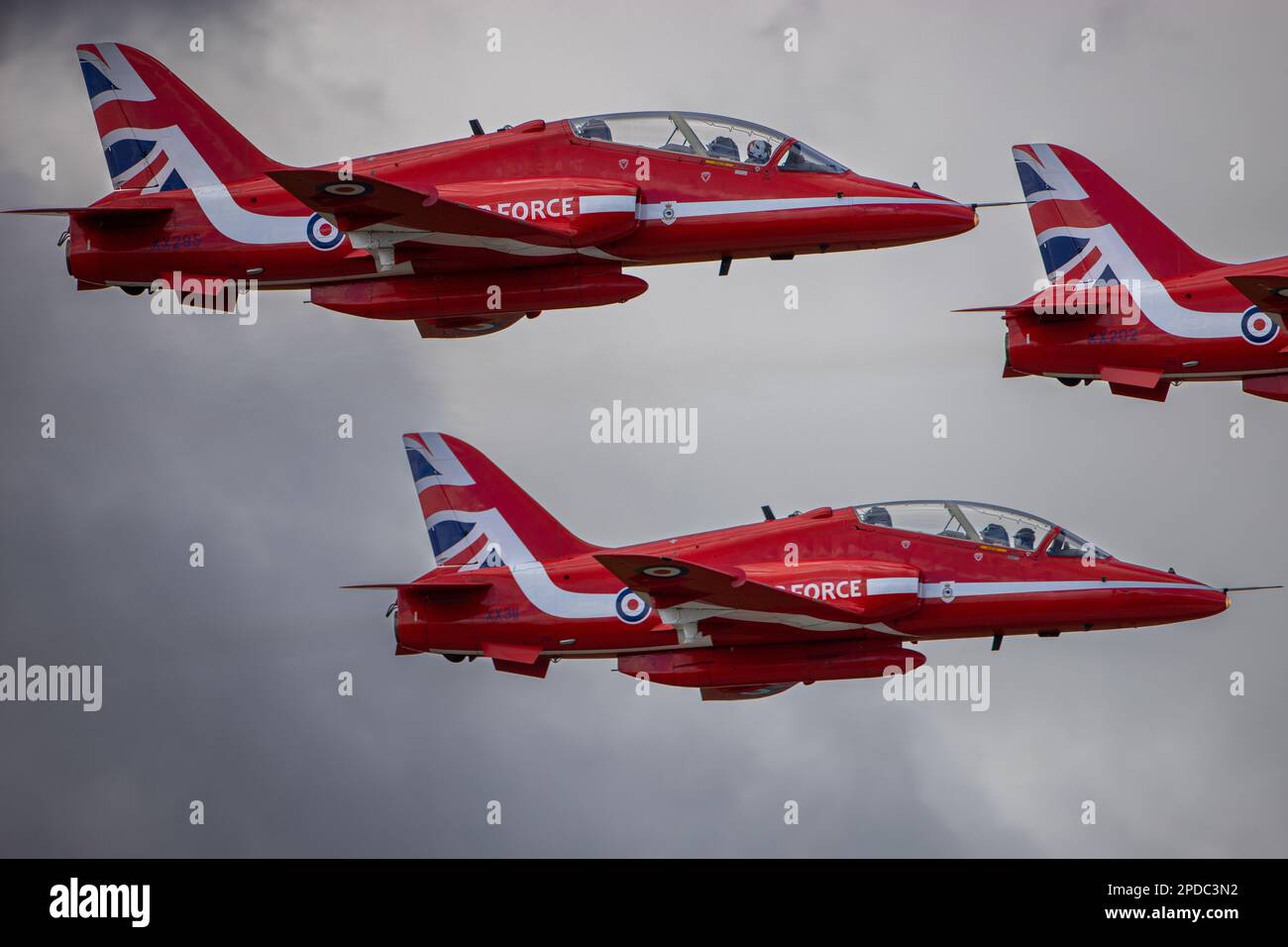 RAF Red Arrows taking off at RAF Waddington Stock Photo - Alamy