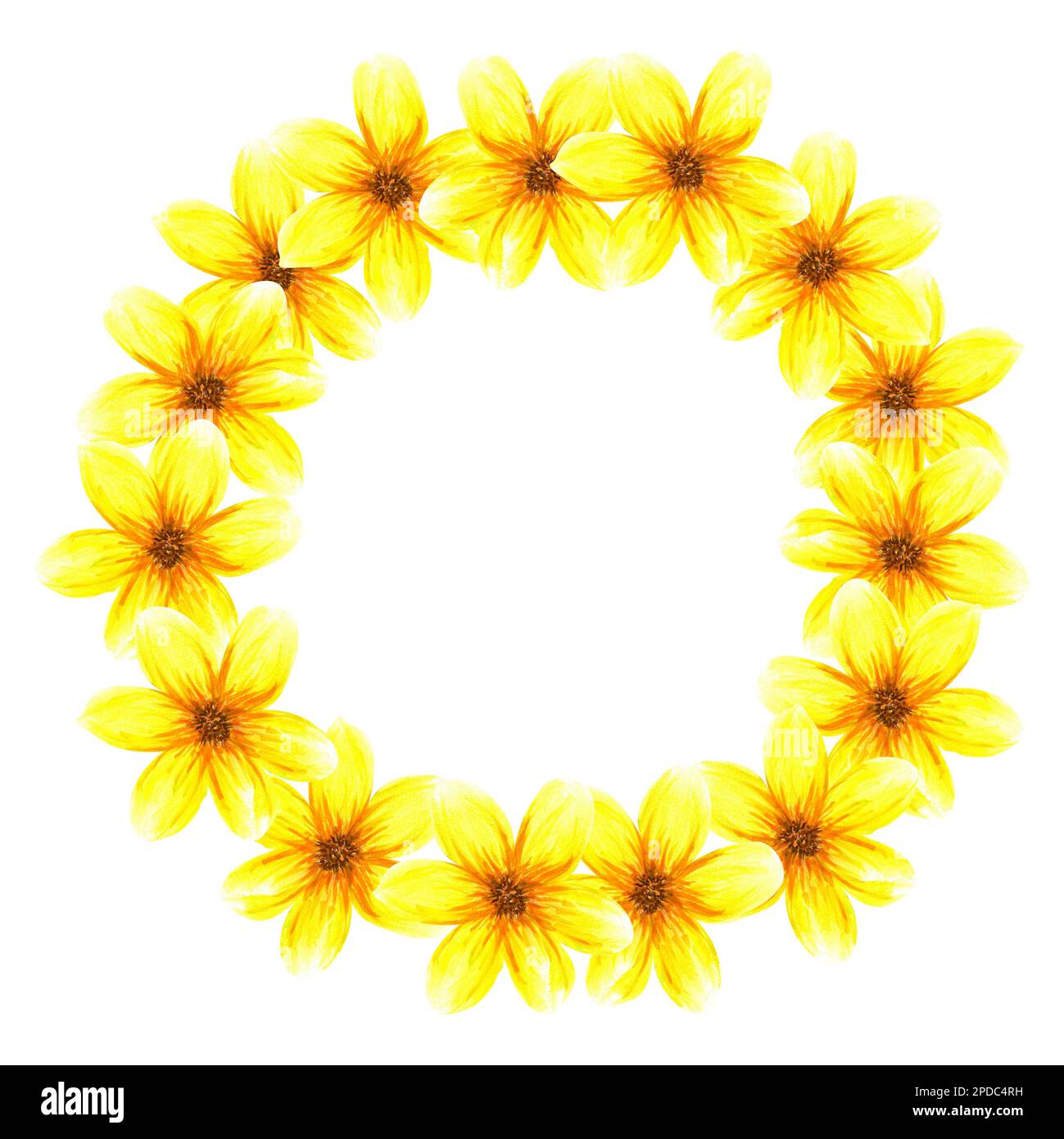 Frame with flowers. Watercolor abstract bright summer yellow flowers ...