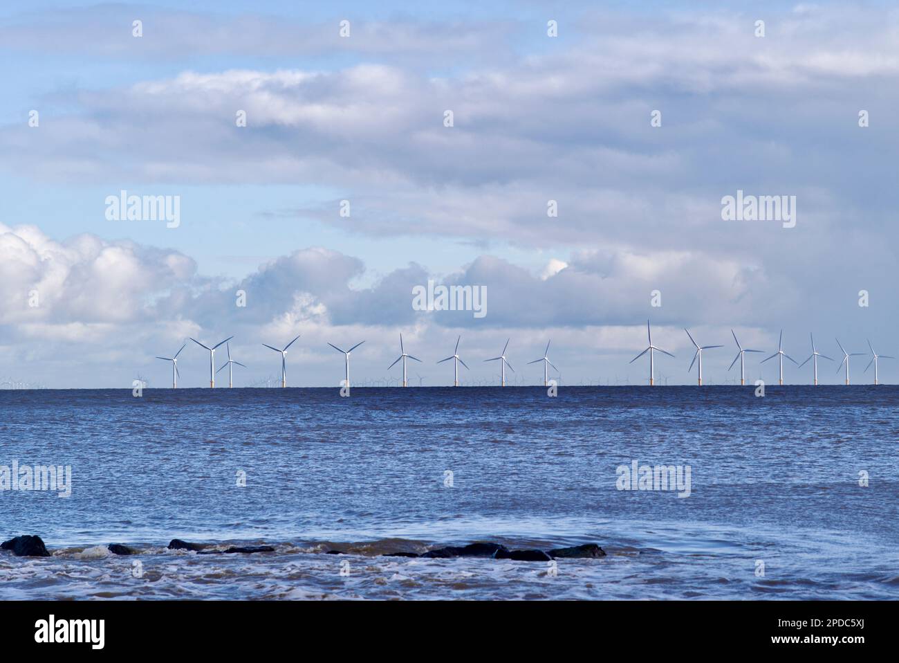 Offshore wind farm at Gunfleet Sands off Clacton on Sea Essex UK Stock ...
