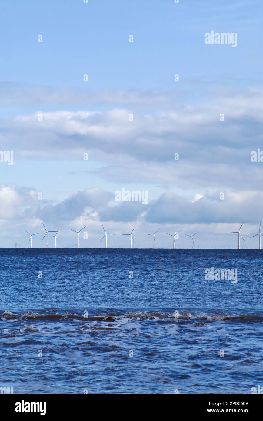 Offshore wind farm at Gunfleet Sands off Clacton on Sea Essex UK Stock ...