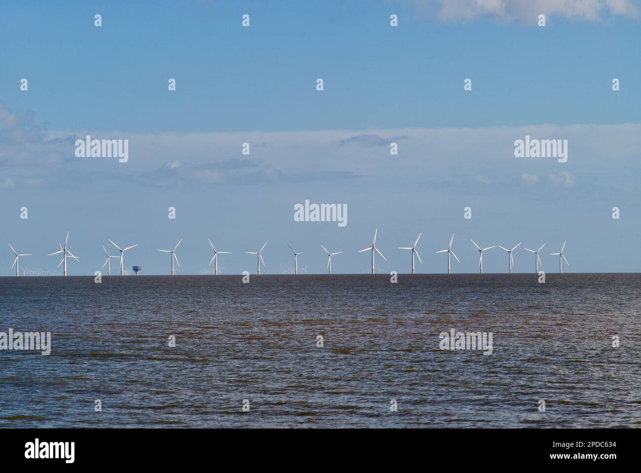 Offshore wind farm at Gunfleet Sands off Clacton on Sea Essex UK Stock ...