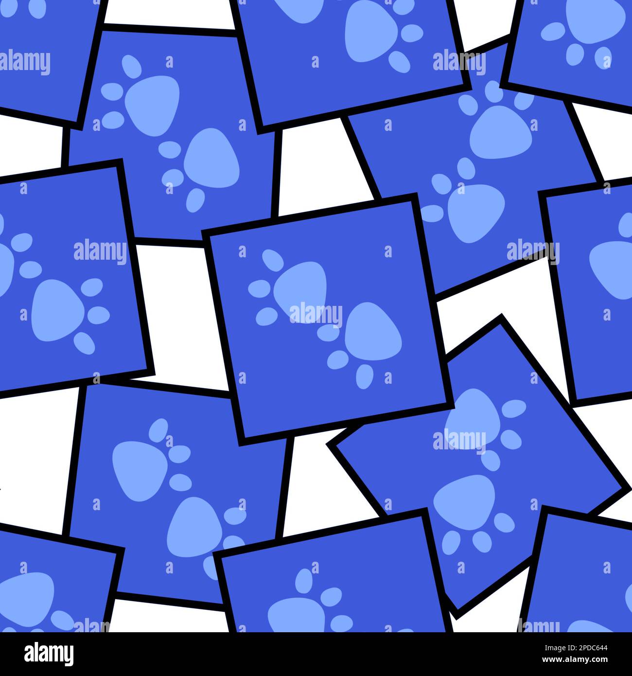 Cartoon animals seamless footprints dig and cat and polka dots and ...
