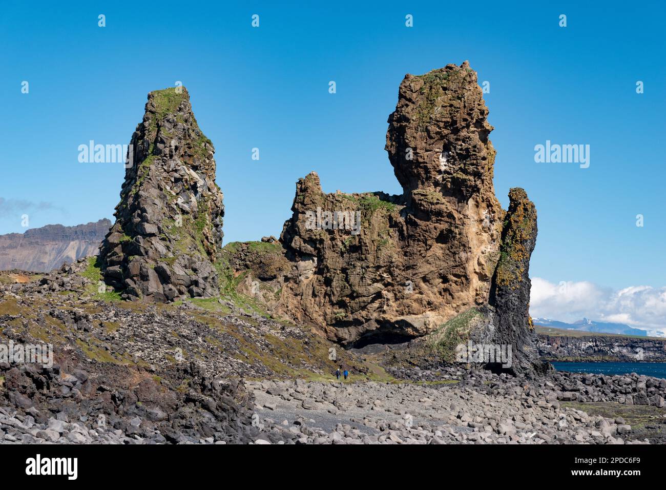 The Londrangar basalt cliff in the Snaefellsnes peninsula in western ...