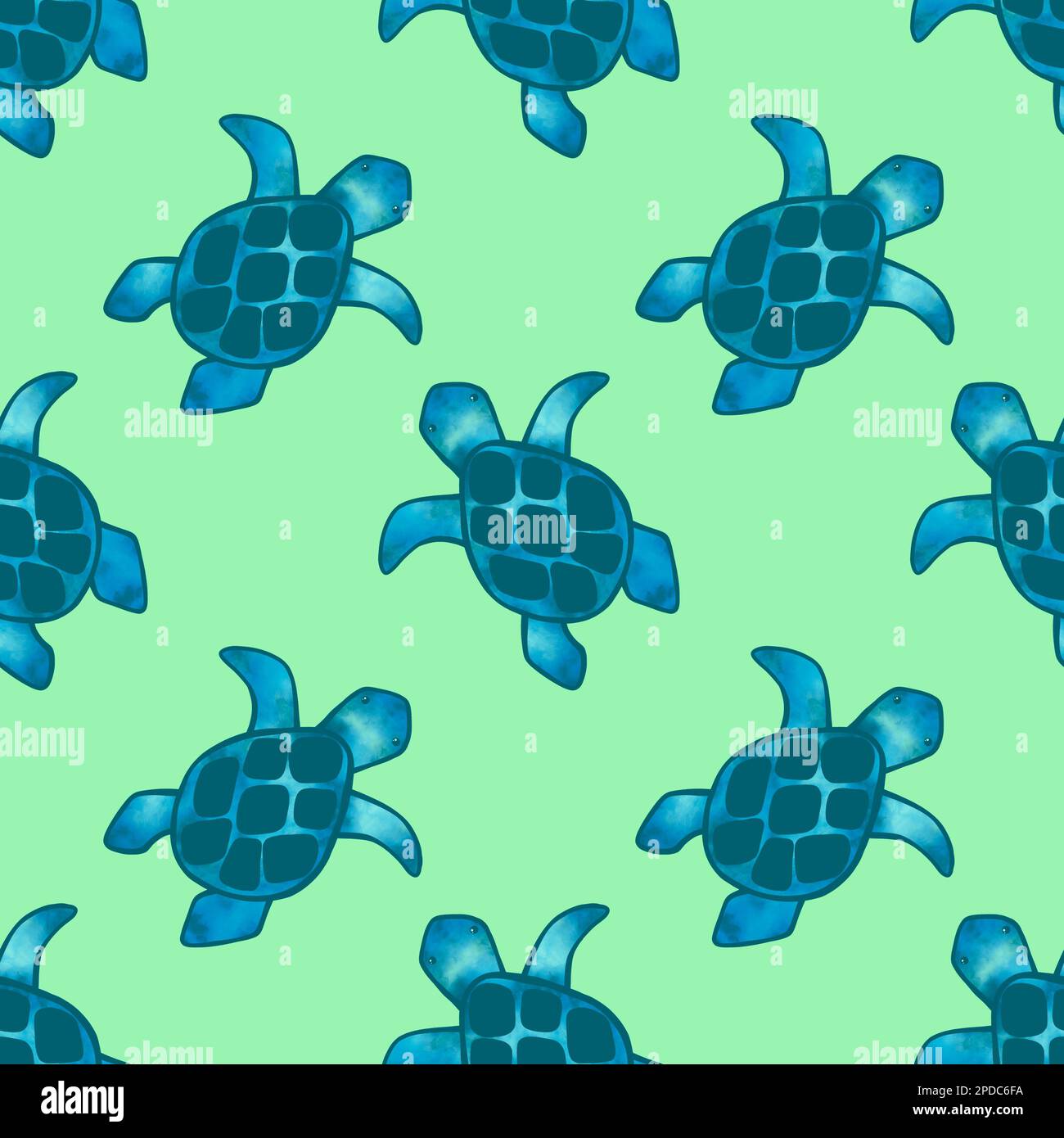 Animals cartoon seamless turtle and water ocean waves pattern for ...