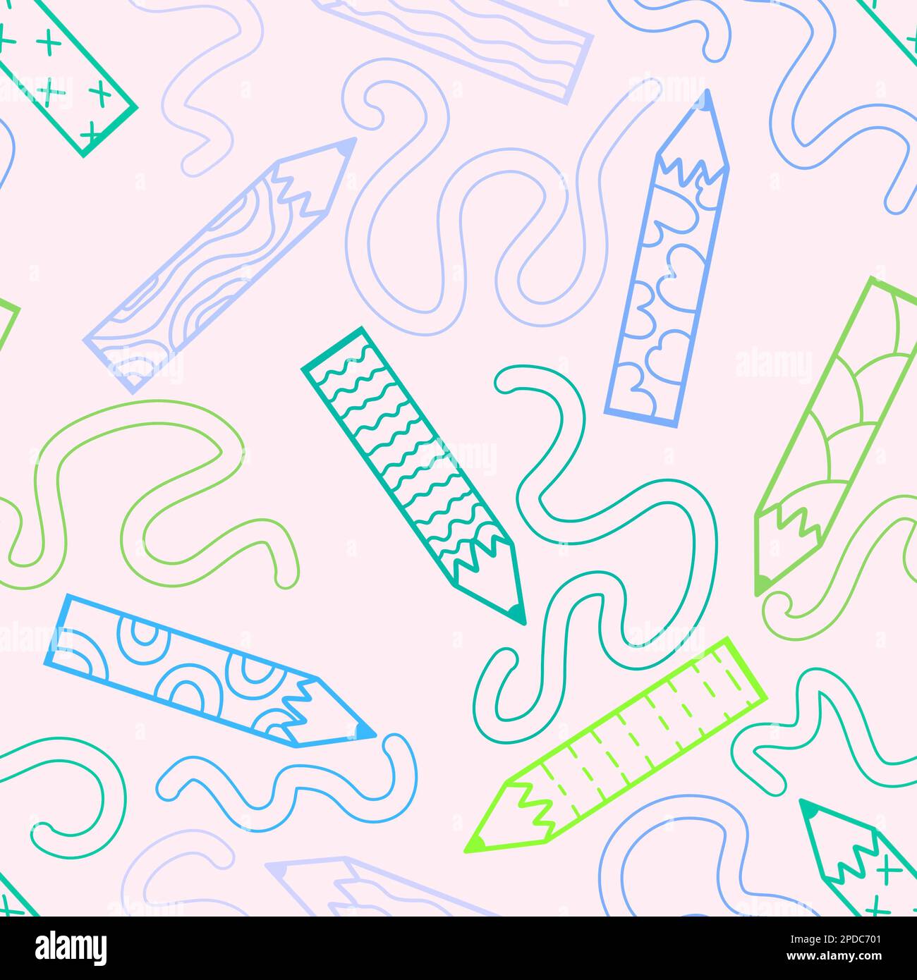 Cartoon doodle markers seamless school pencil and blackboard pattern ...