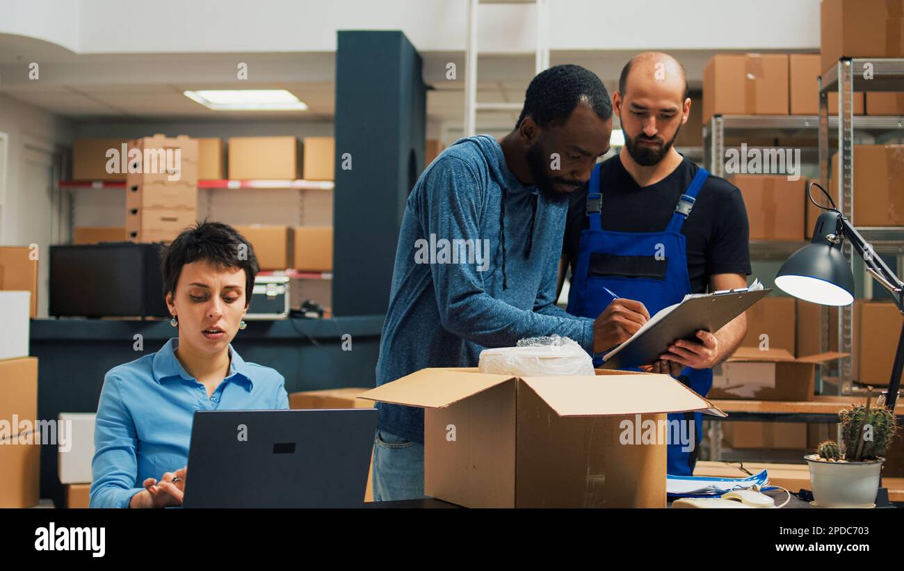 Entrepreneurs team preparing shipment order with products from ...