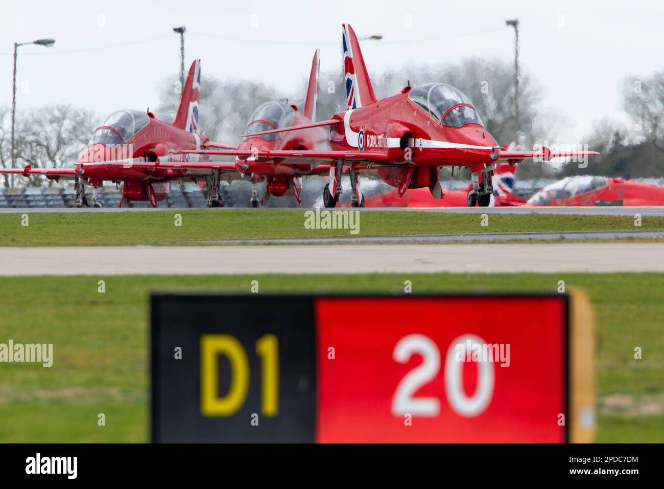 RAF Red Arrows taxiing at RAF Waddington Stock Photo - Alamy