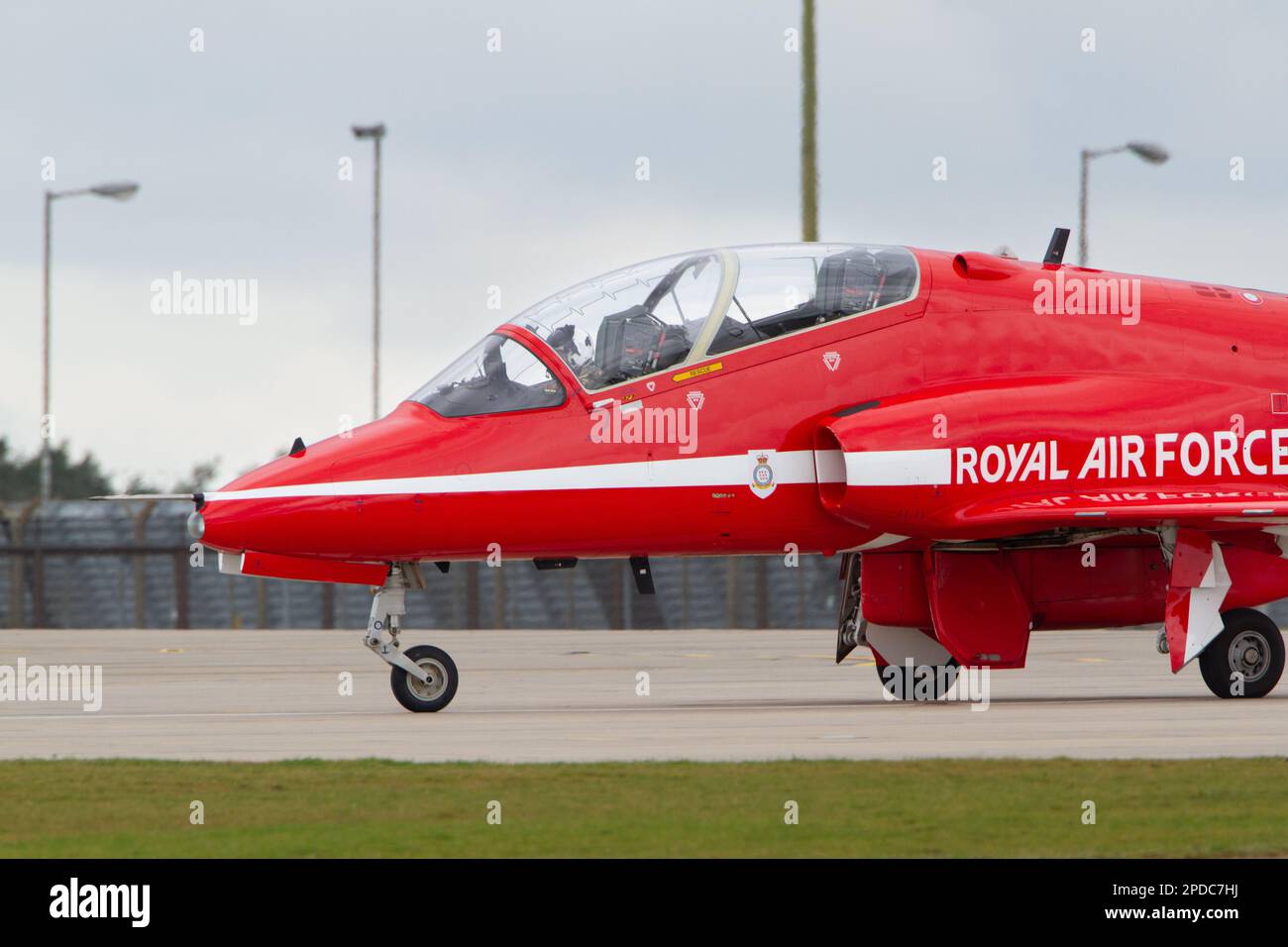 RAF Red Arrow taxiing at RAF Waddington Stock Photo - Alamy