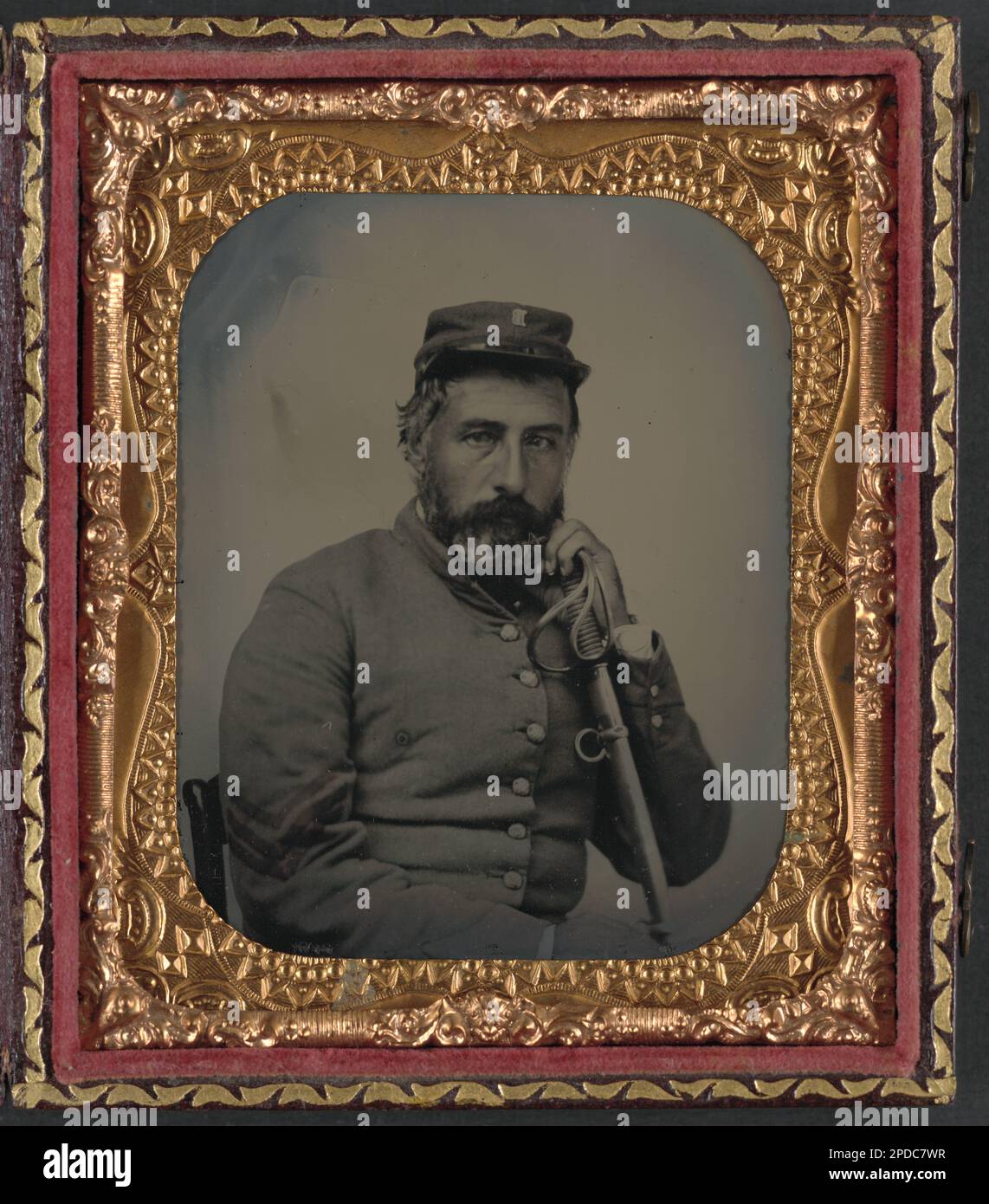Unidentified soldier in Confederate sargeant's uniform and Company B ...