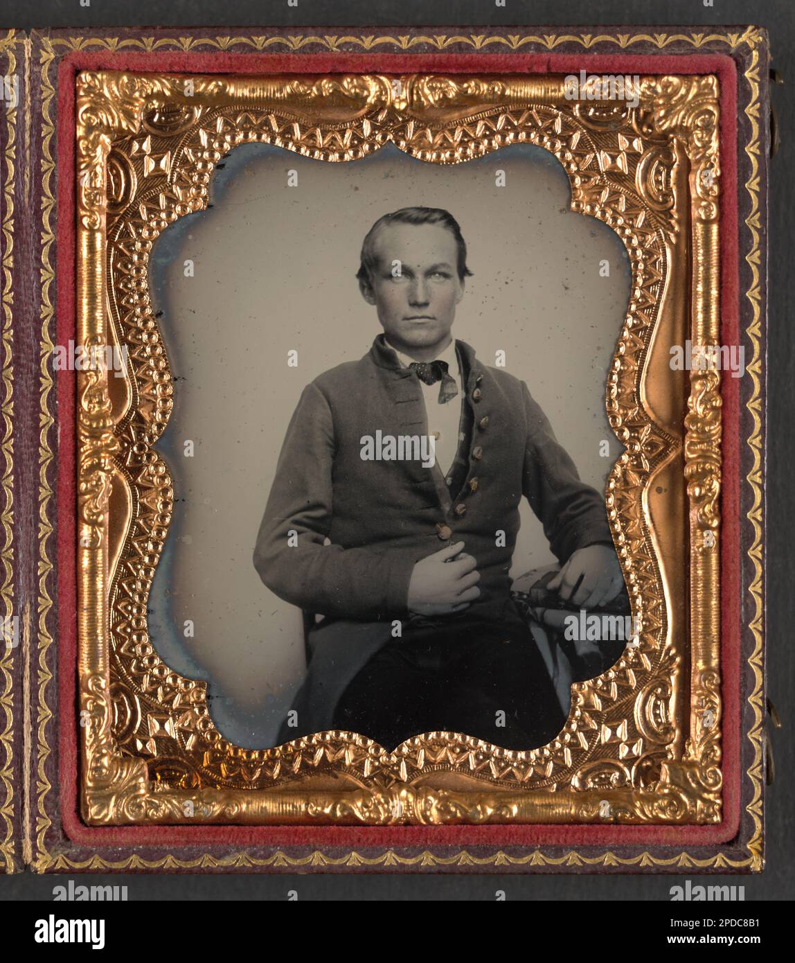 Soldier in Confederate uniform with state of Virginia buttons ...