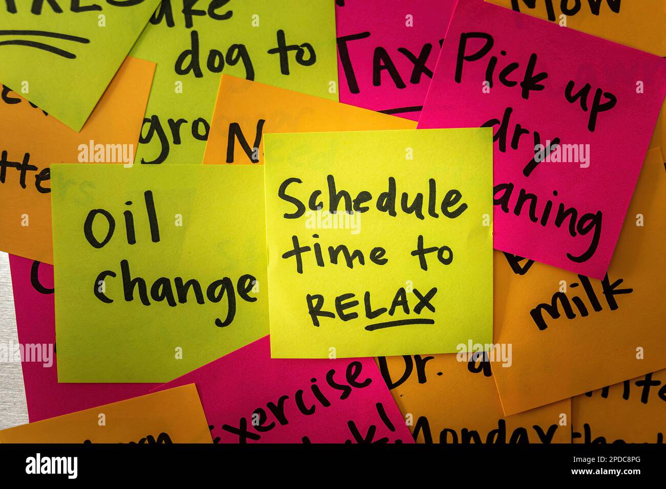 Schedule Time to Relax Reminder Note Placed Above Other Todo Memos ...