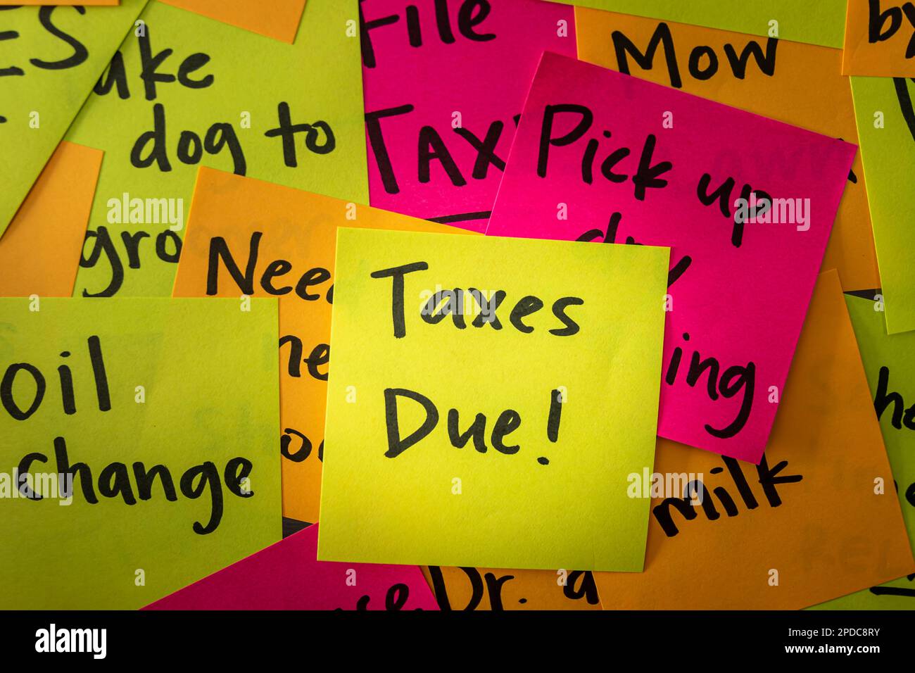 Taxes Due Reminder Note Placed Above Other Todo Memos Sticky Notes ...