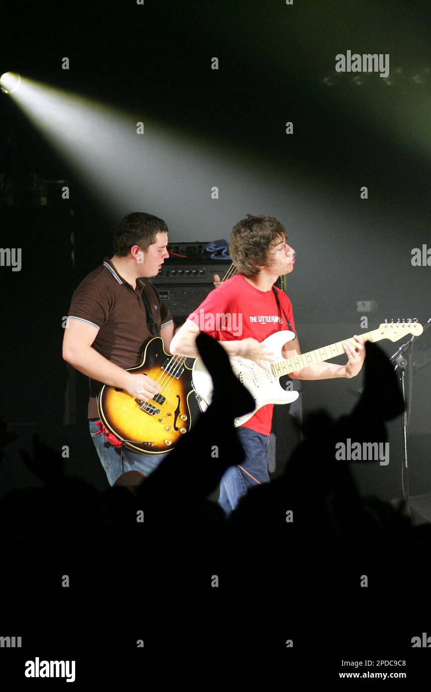 British band Arctic Monkeys, lead singer Alex Turner, right, and ...