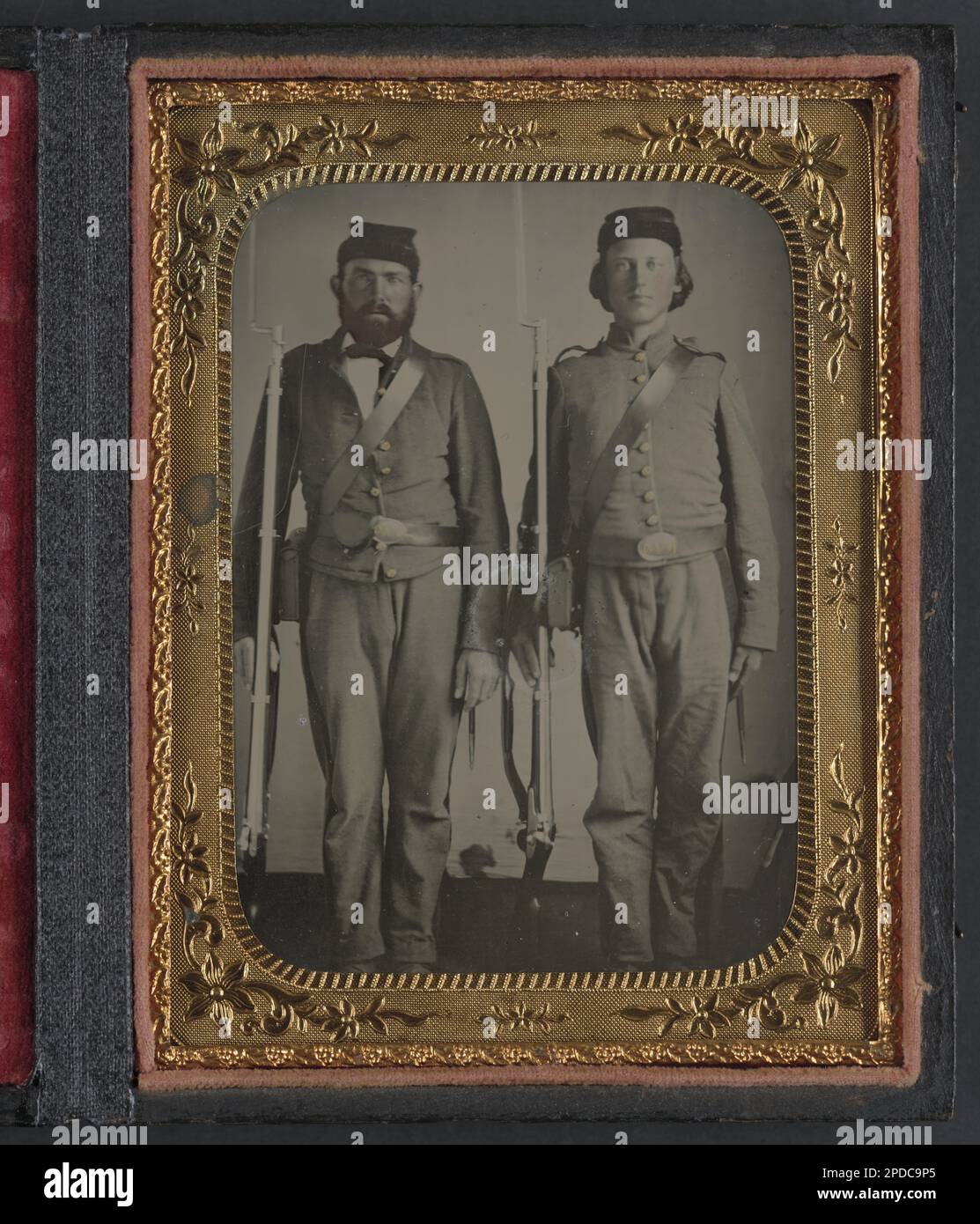 Two unidentified soldiers in Union uniforms and Ohio Volunteer belt ...