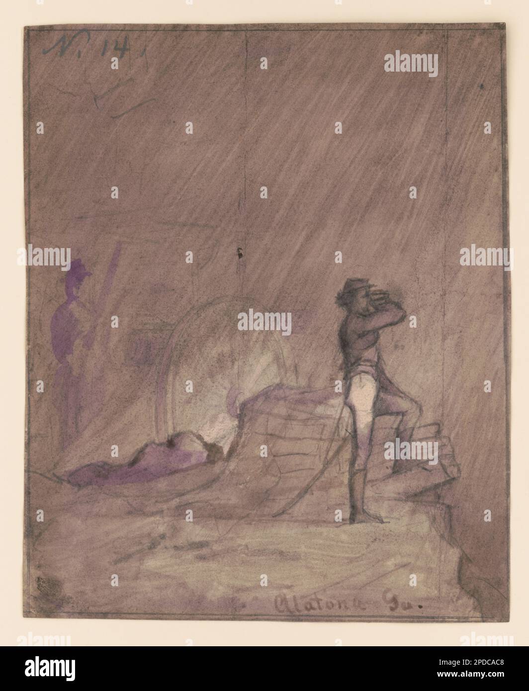 Captain Hubert Dilger's Battery, Allatoona Pass, Georgia , Text on back ...