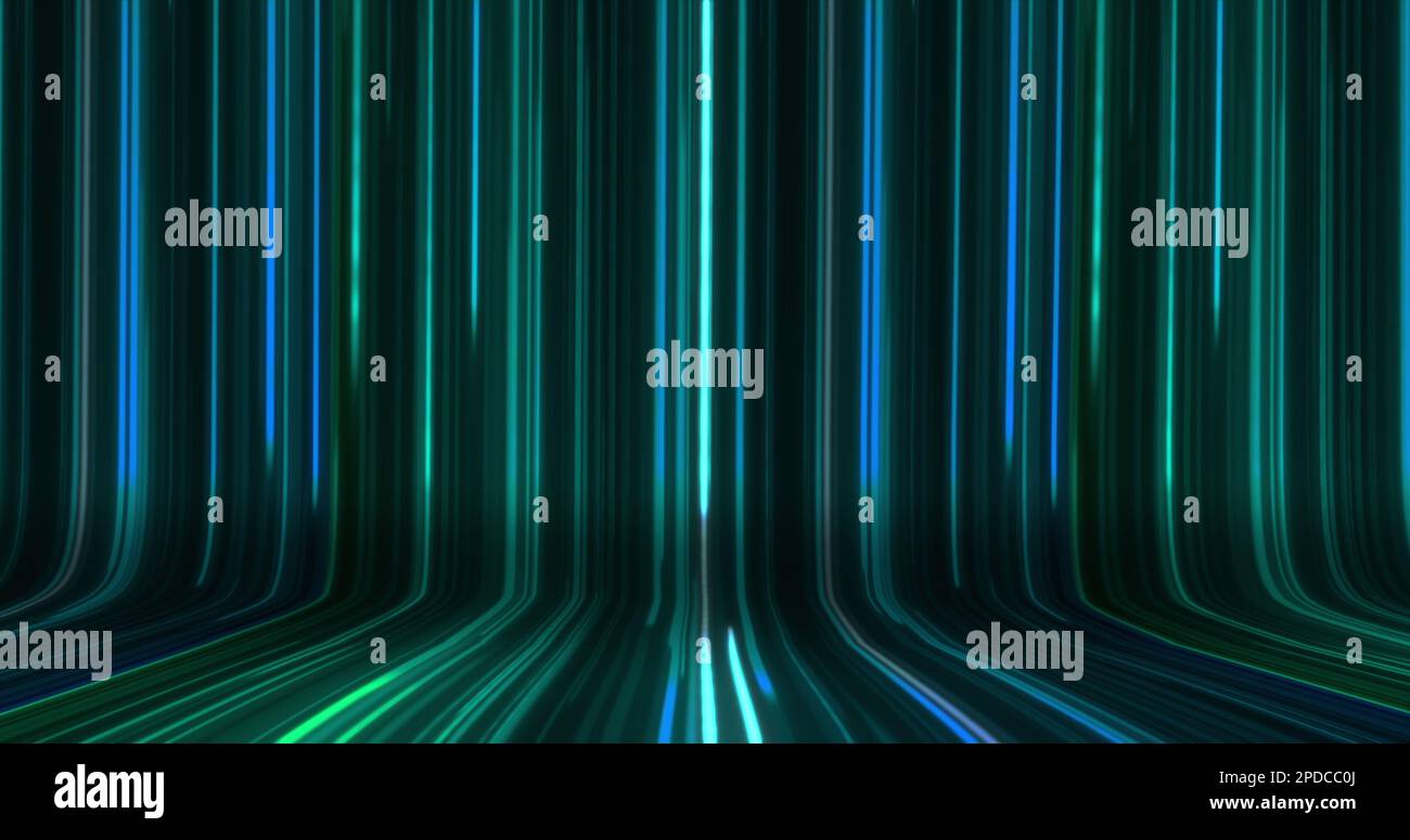 Image of green and blue neon light trails on black background Stock ...