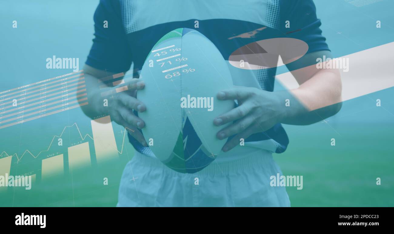 Image of statistics over rugby player Stock Photo - Alamy