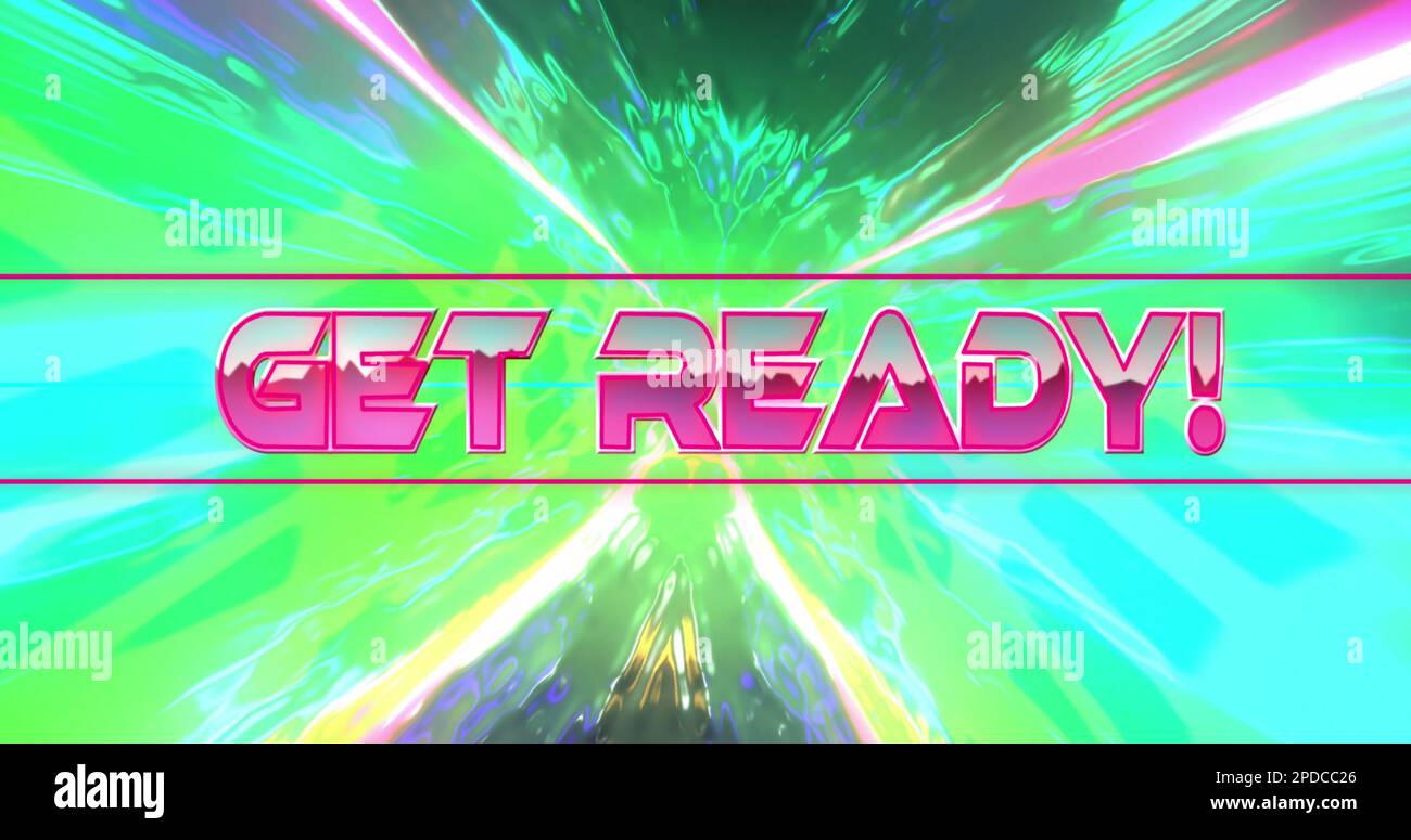Image of get ready text on multi coloured background Stock Photo - Alamy