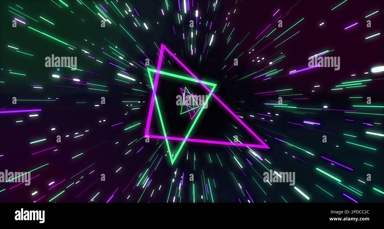 Digital animation colorful neon triangles hi-res stock photography and ...