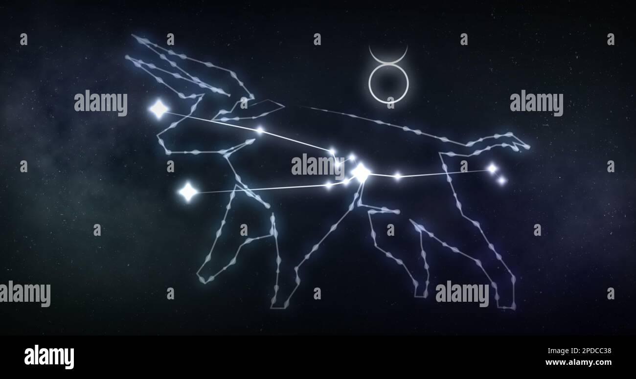 Image of taurus sign with stars on black background Stock Photo - Alamy