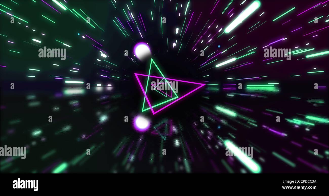 Digital animation colorful neon triangles hi-res stock photography and ...