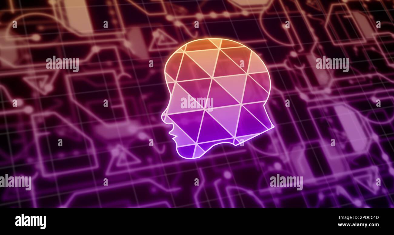 Image of digital head over network of connections Stock Photo - Alamy