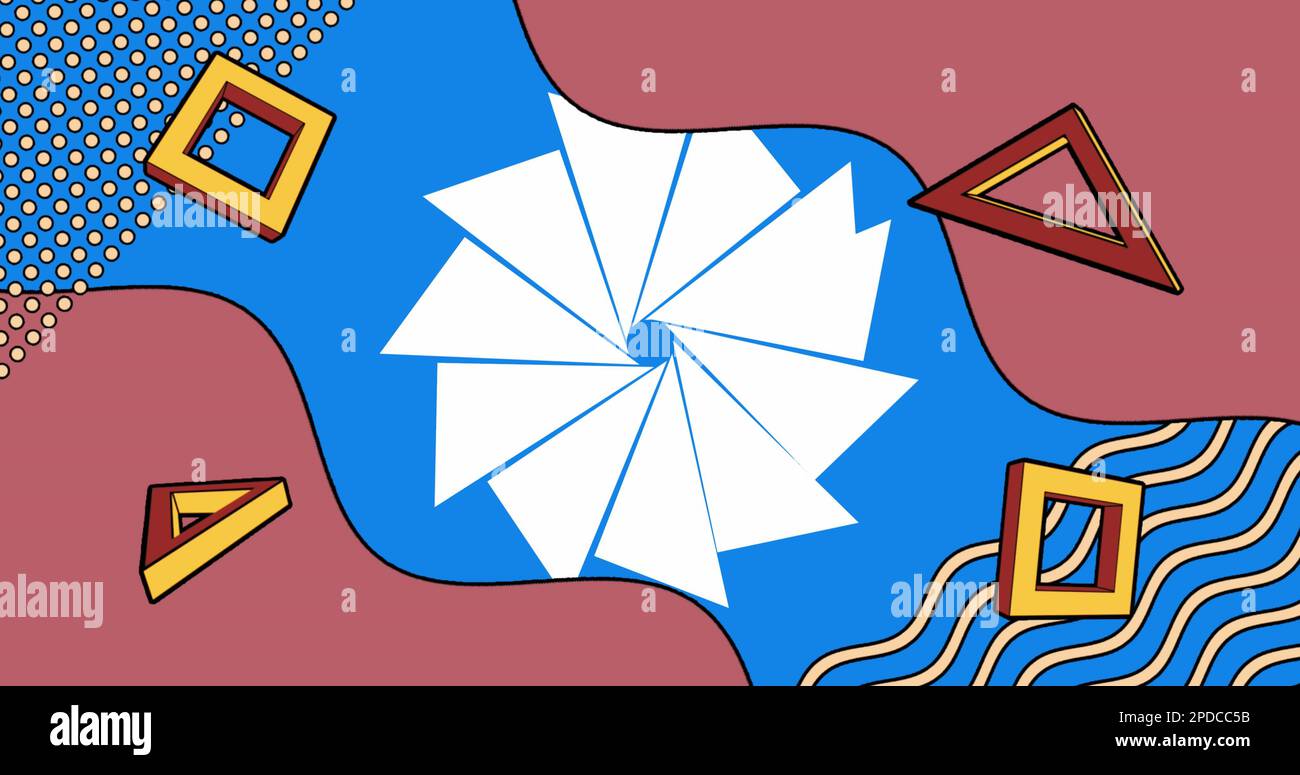 Image of white chart and abstract shapes on blue background Stock Photo ...