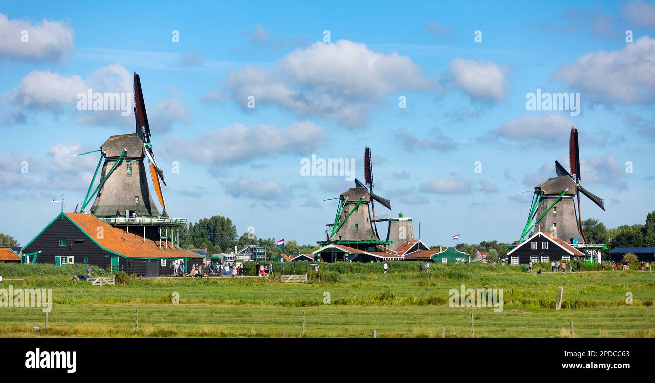 View of windmills near the city of Zaandam Stock Photo - Alamy