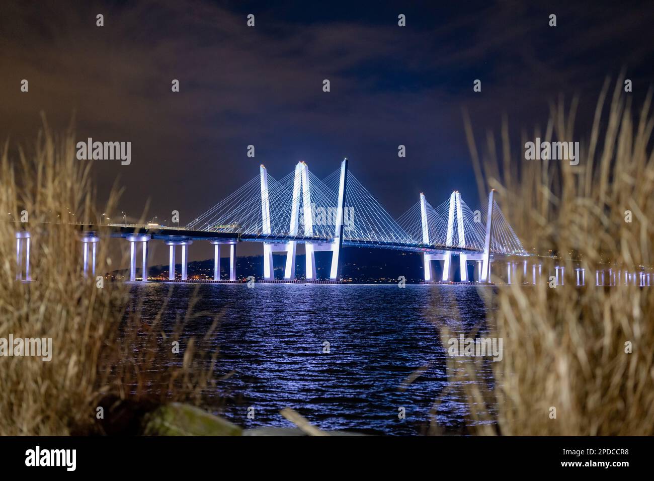 Night photo of the Governor Mario M. Cuomo Bridge, spanning the Hudson ...