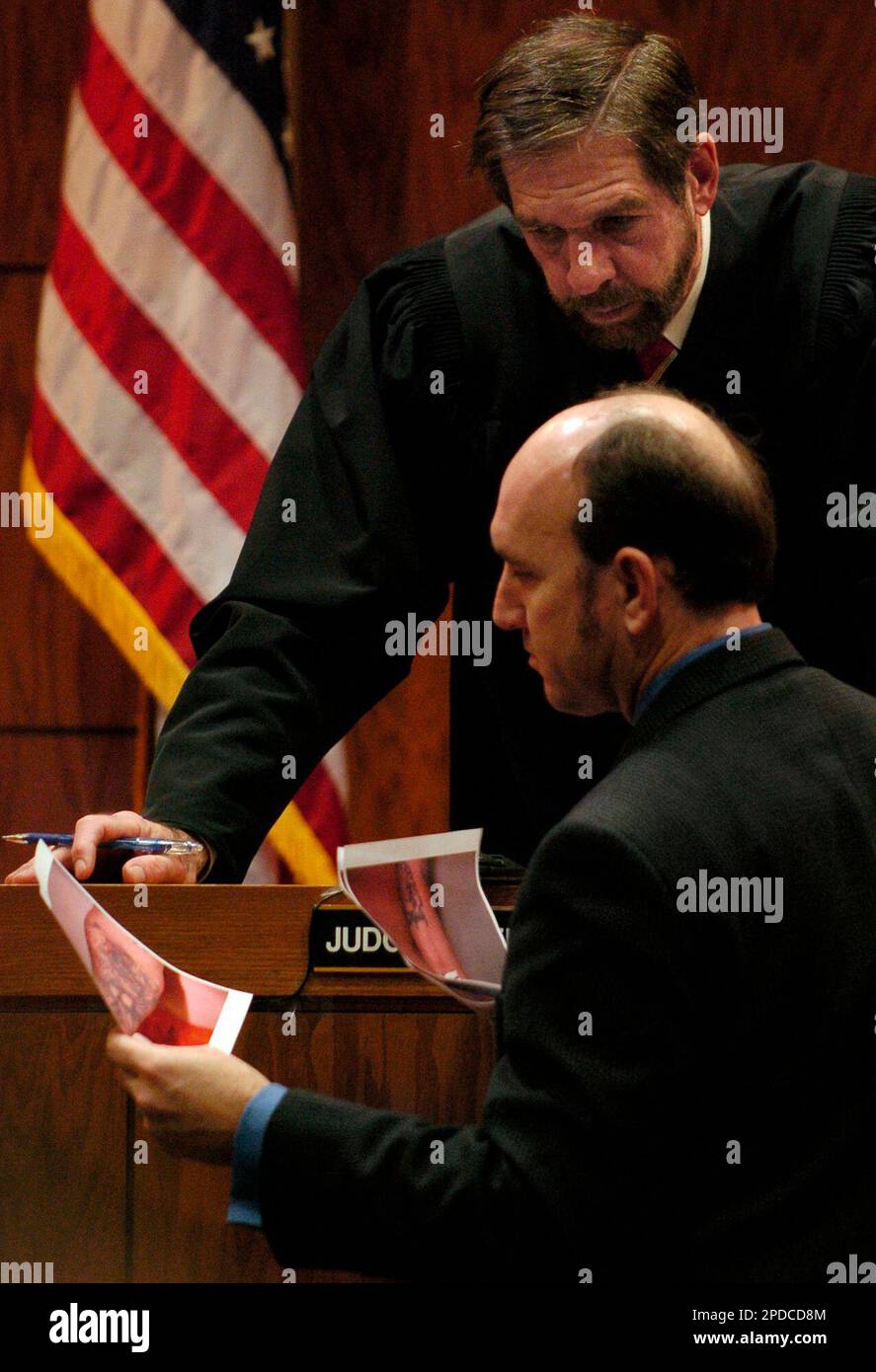 Circuit court Judge Andrew Owens listens to medical examiner Russell ...