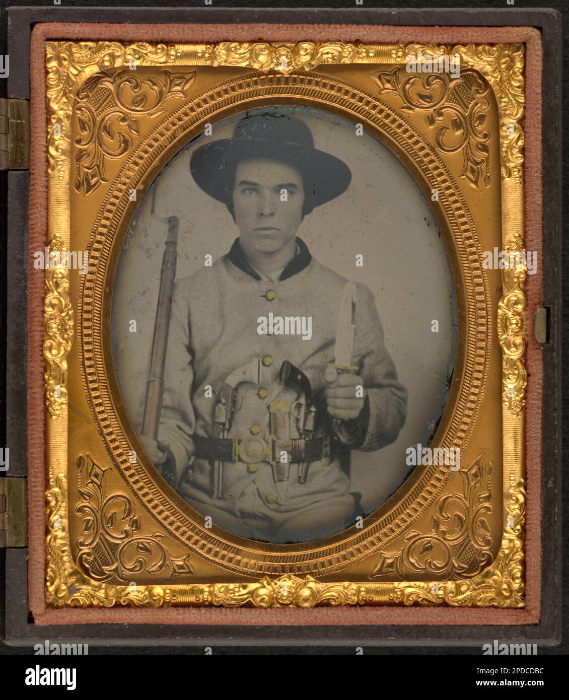 Unidentified soldier in Confederate uniform and Texas or Mississippi ...