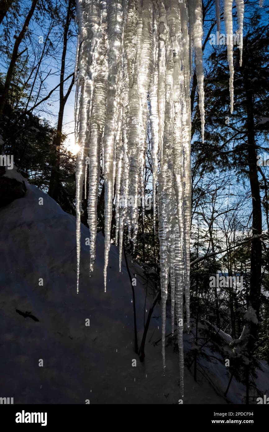 Amphitheater ice formation used by ice climbers in Pictured Rocks ...