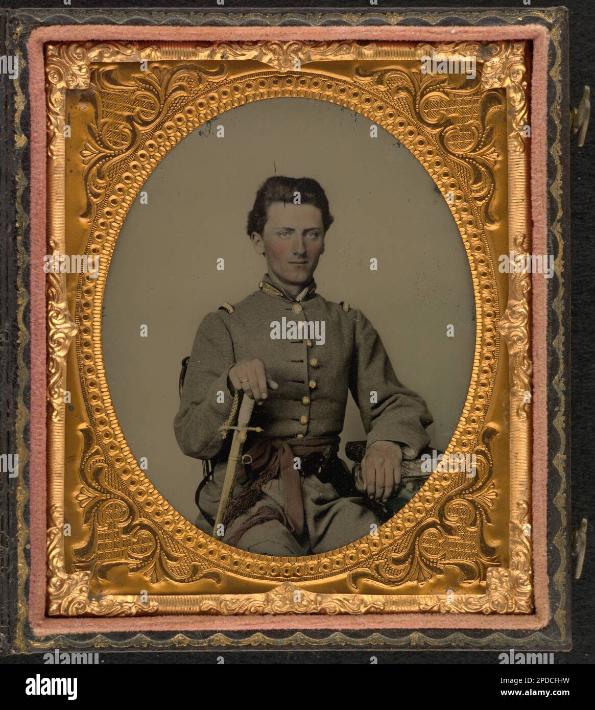 Unidentified soldier in Confederate uniform with sword. Liljenquist ...