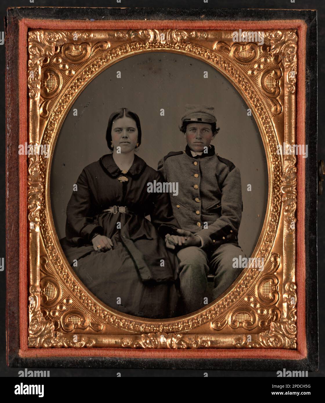 Unidentified soldier in Confederate uniform and his wife. Liljenquist ...