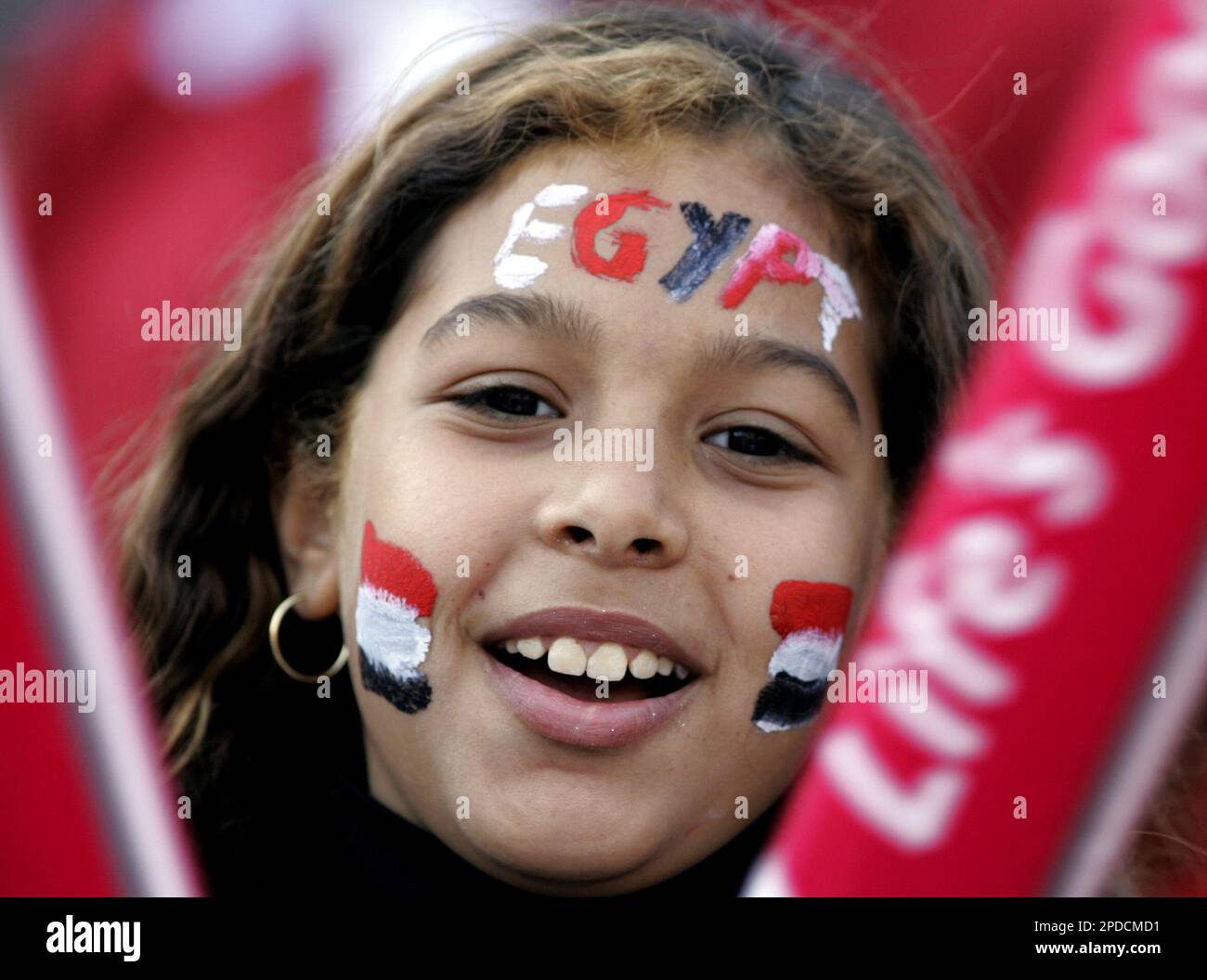 An Egyptian girl prior to the African Nations Cup final soccer match ...