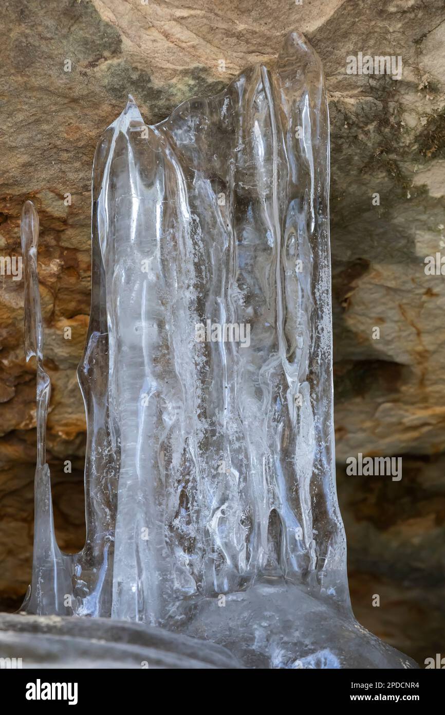 Details of No Boundaries ice formation used by ice climbers in Pictured ...