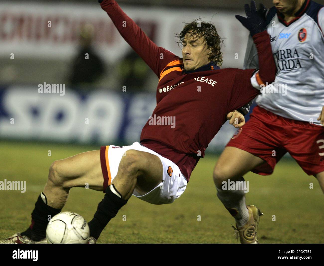 AS Roma's star Francesco Tottti is fouled during the Serie A Italian ...