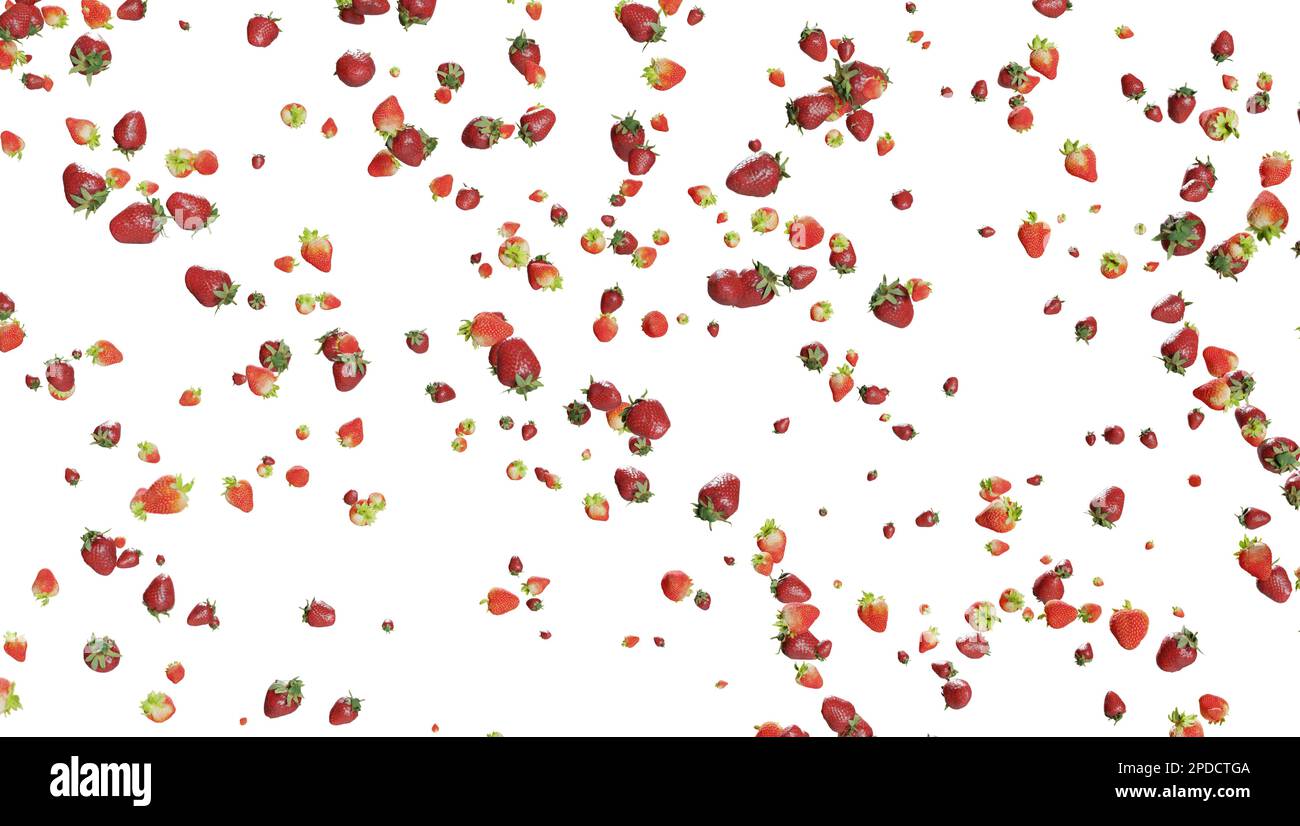 strawberry falling rain, isolated on transparent background Stock Photo ...
