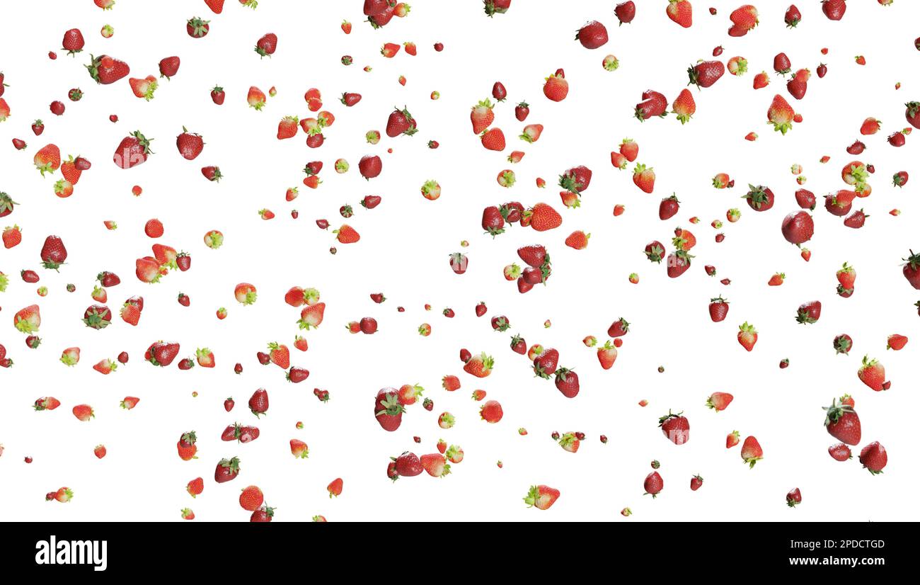 strawberry falling rain, isolated on transparent background Stock Photo ...