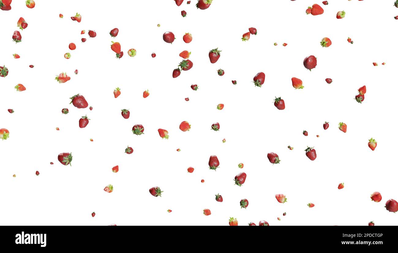 strawberry falling rain, isolated on transparent background Stock Photo ...