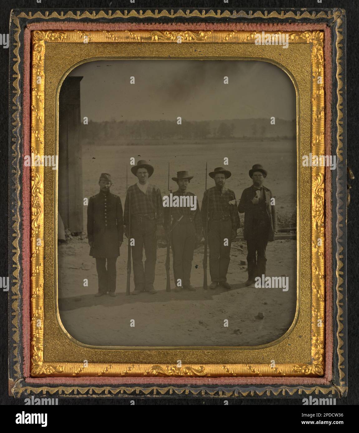Five enlistees from Co. K, 11th Ohio Infantry Regiment, one in uniform ...