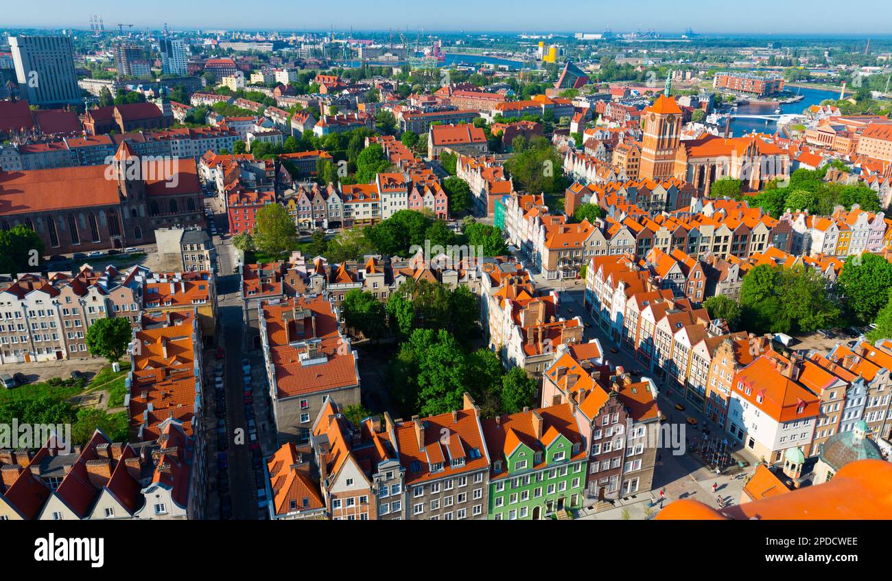 Aerial view of Gdansk with Gothic Church Stock Photo - Alamy