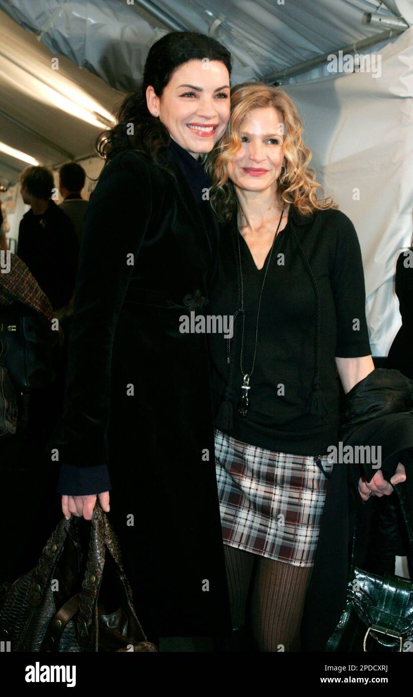 Actresses Julianna Margolis, left, and Kyra Sedgwick, pose backstage ...