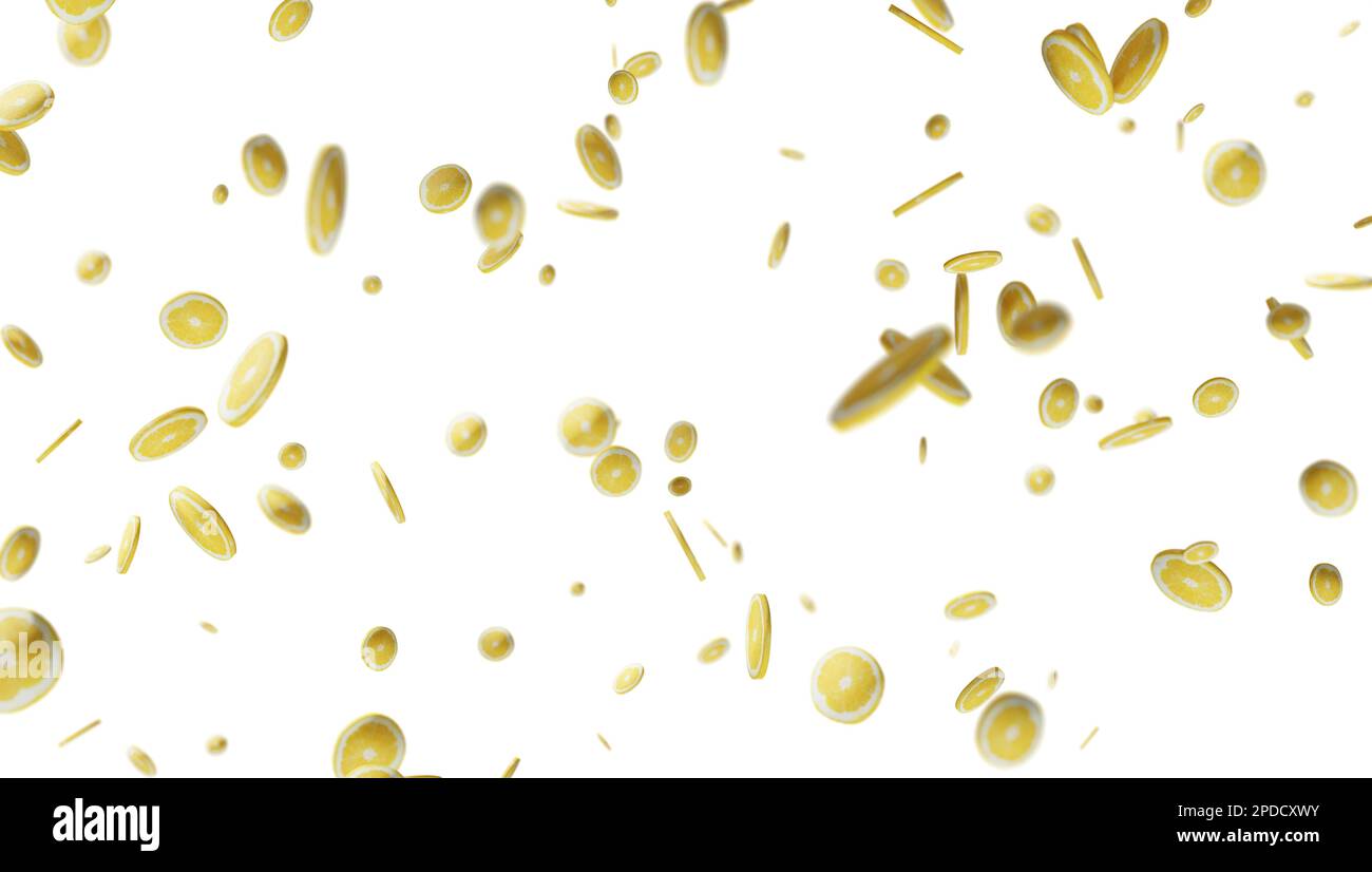 lemon falling rain, isolated on transparent background Stock Photo - Alamy