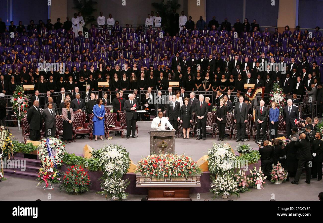 People attend the Coretta Scott King funeral ceremony at the New Birth ...