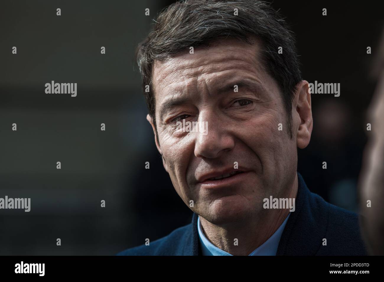 Cannes, France. 14th Mar, 2023. David Lisnard, mayor of Cannes arrives ...
