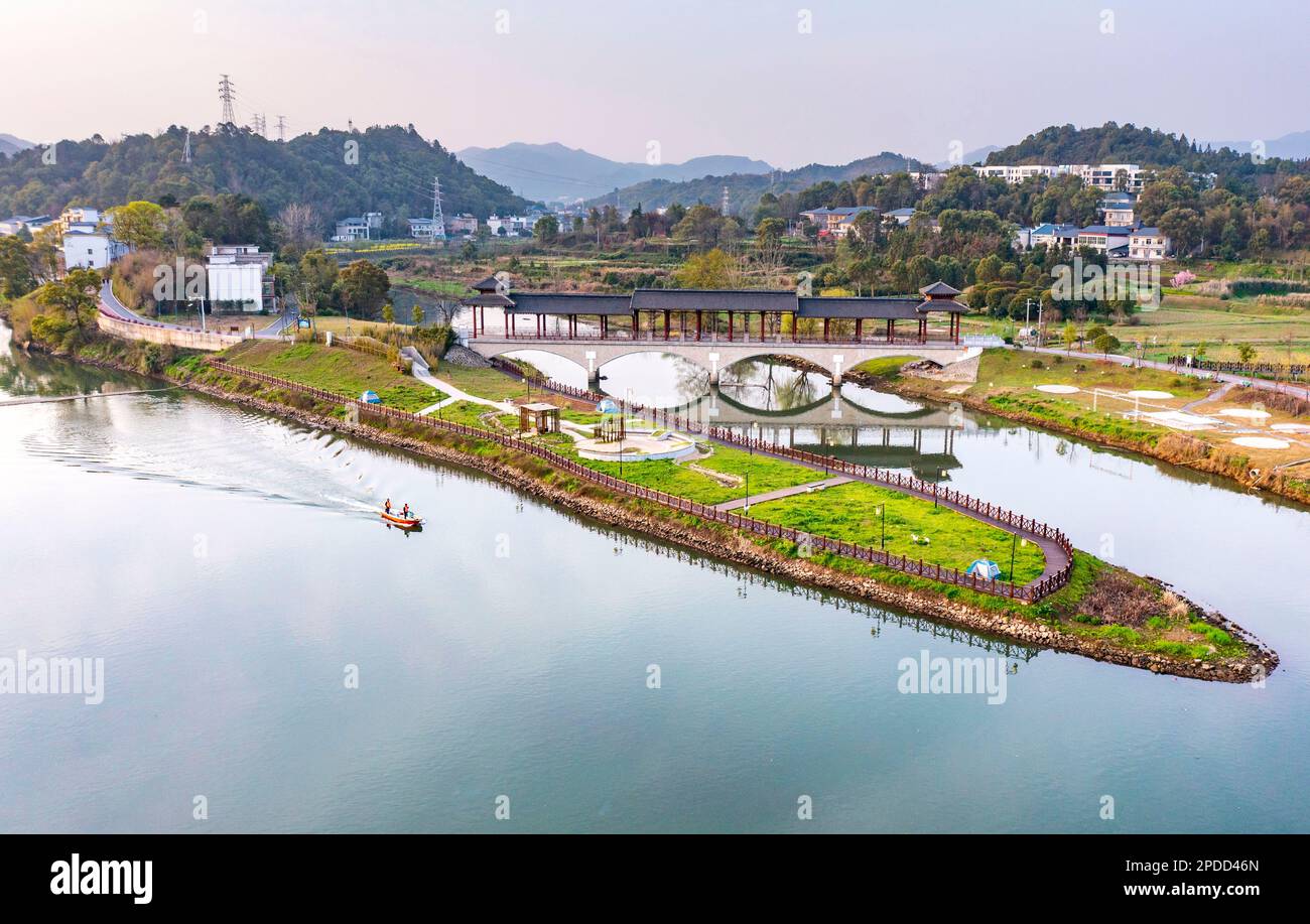PINGXIANG, CHINA - MARCH 13, 2023 - River cleaners patrol the Xiangdong ...