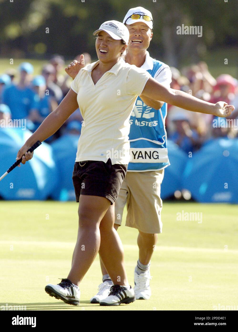 Amy Yang of South Korea and her father and caddie James Yang celebrate ...