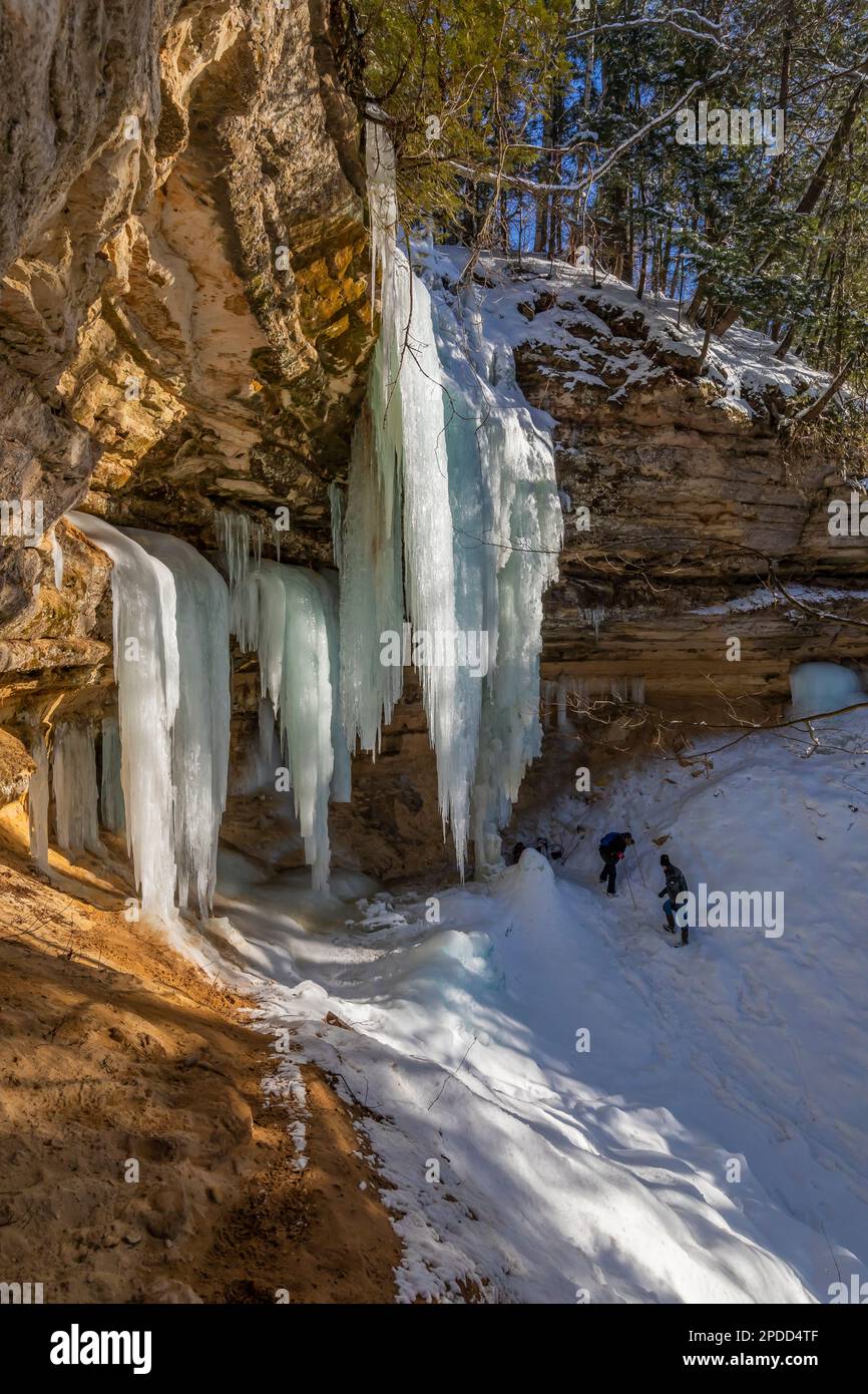 Amphitheater ice formation used by ice climbers in Pictured Rocks ...