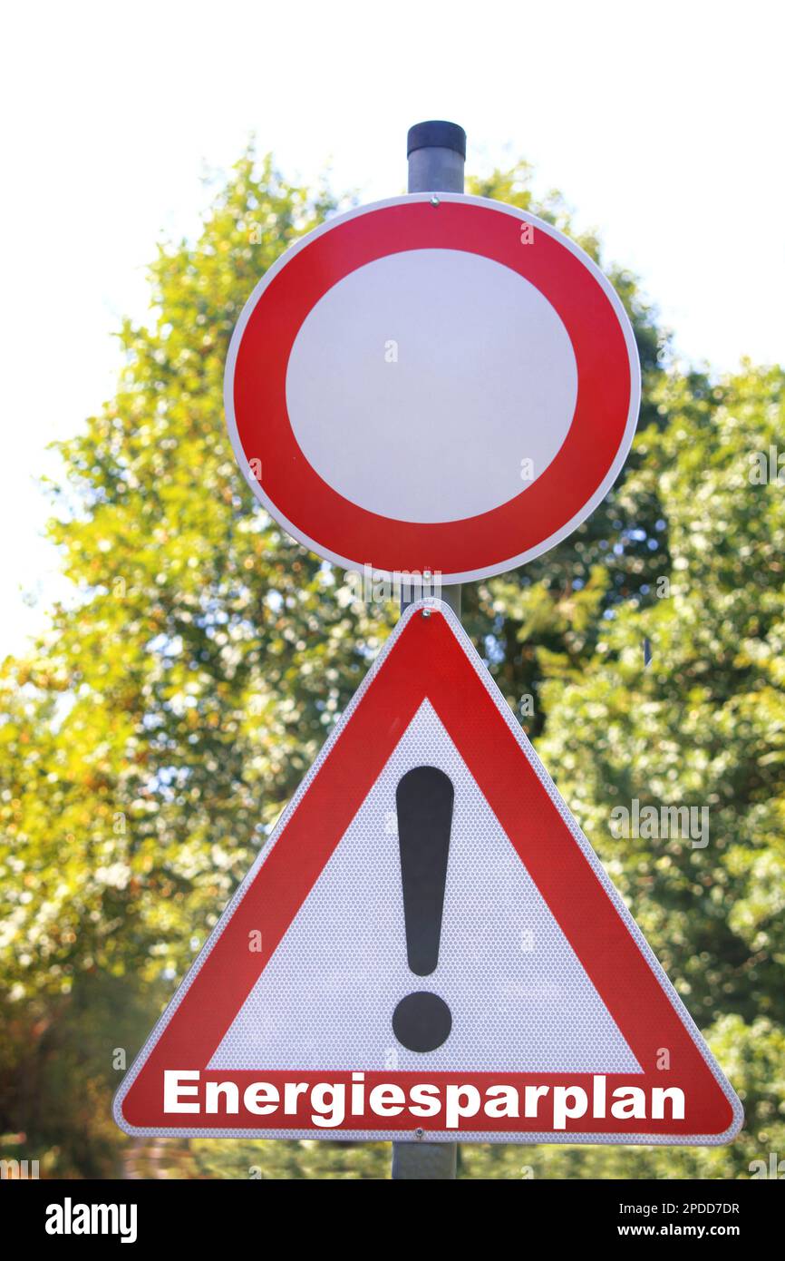 road sign passage prohibited, and Caution, danger point!, lettering ...